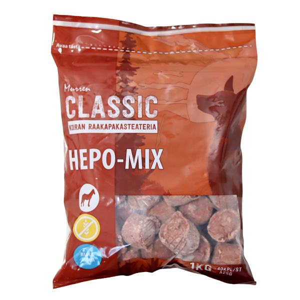 Murren Classic Hepo-mix 1 kg koiran raakaruoka - Riemukauppa verkkokauppa